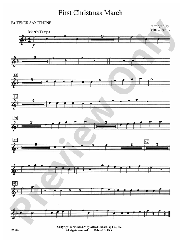 First Christmas March: B-flat Tenor Saxophone: B-flat Tenor Saxophone ...