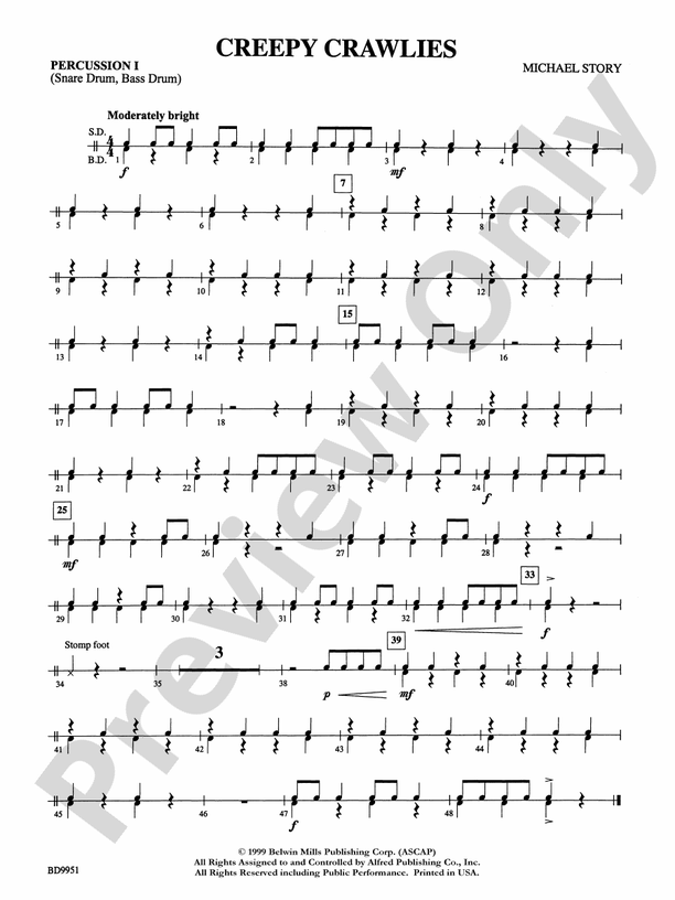 Creepy Crawlies: 1st Percussion: 1st Percussion Part - Digital Sheet ...