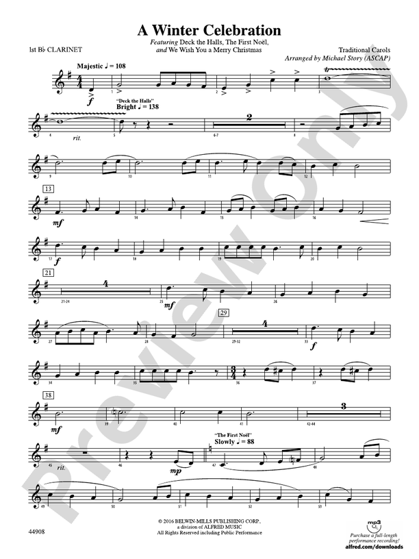 A Winter Celebration: 1st B-flat Clarinet: 1st B-flat Clarinet Part ...