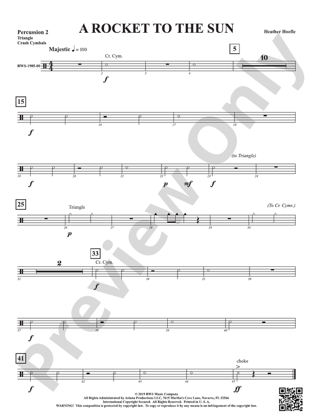 A Rocket to the Sun: 2nd Percussion: 2nd Percussion Part: Heather ...