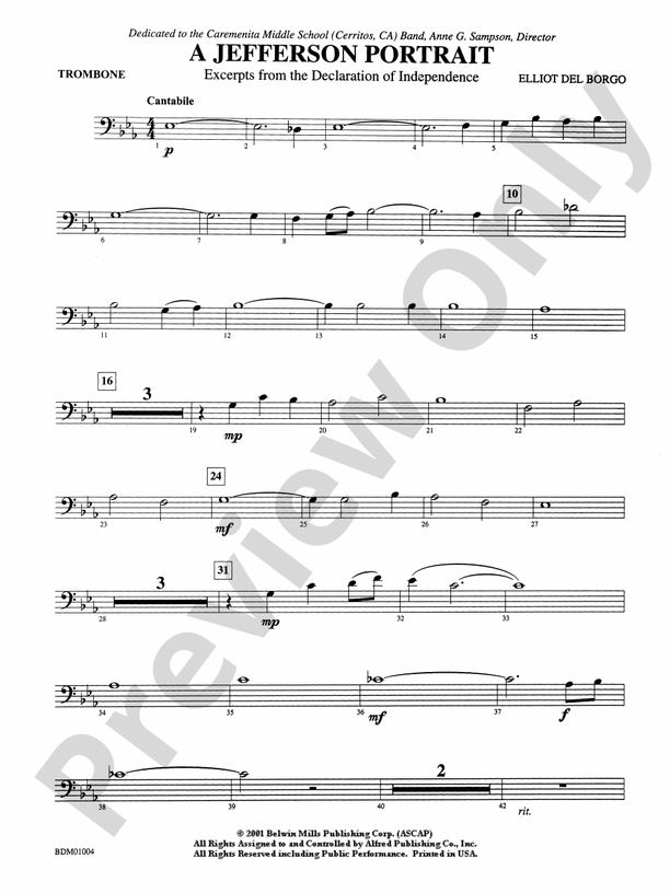 A Jefferson Portrait: 1st Trombone: 1st Trombone Part - Digital Sheet ...