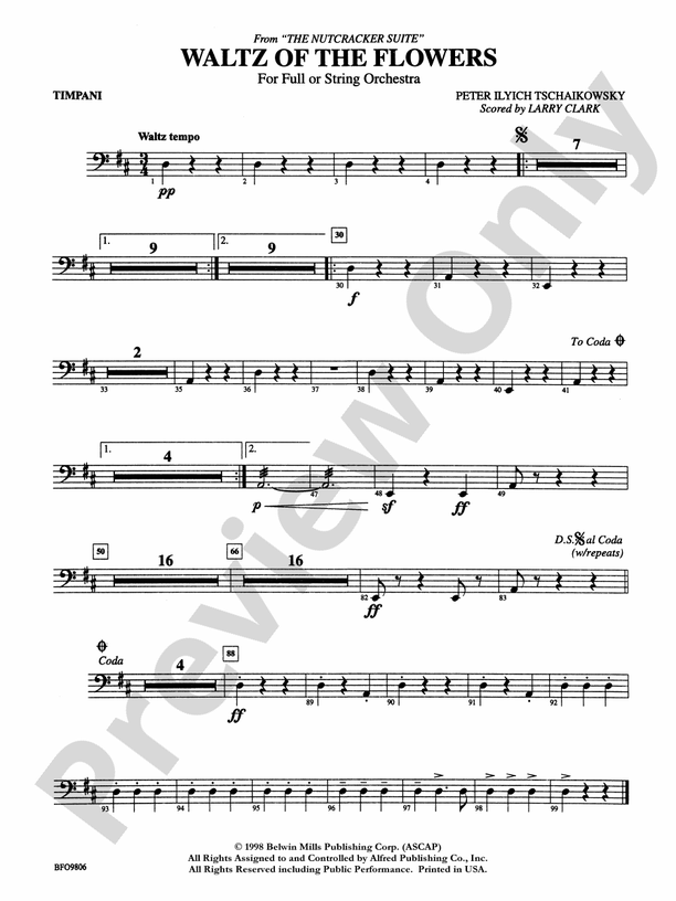 Waltz of the Flowers (from The Nutcracker Suite): Timpani: Timpani Part ...