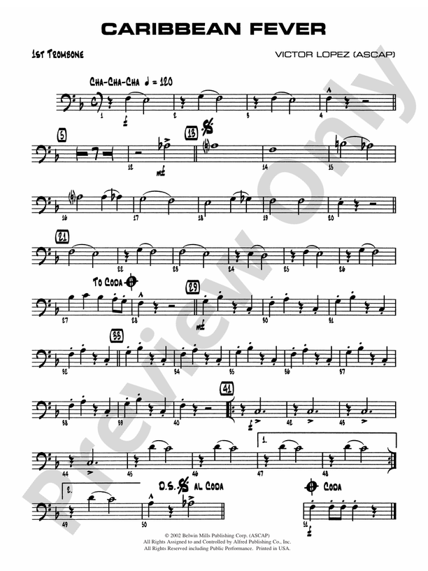 Caribbean Fever: 1st Trombone: 1st Trombone Part - Digital Sheet Music ...