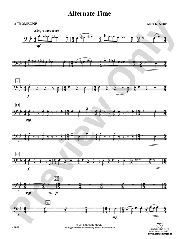 Alternate Time: 1st Trombone: 1st Trombone Part - Digital Sheet Music ...