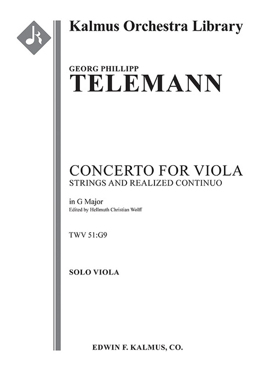 Concerto For Viola In G Twv 51 G9 String Orchestra Solo Strings With