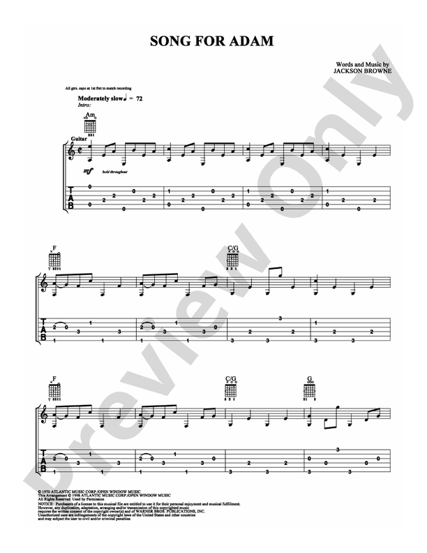 Song For Adam: Easy Guitar: Jackson Browne - Digital Sheet Music Download