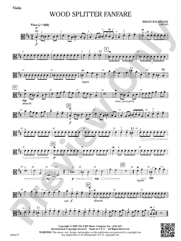 Wood Splitter Fanfare: Viola: Viola Part: Brian Balmages - Digital ...