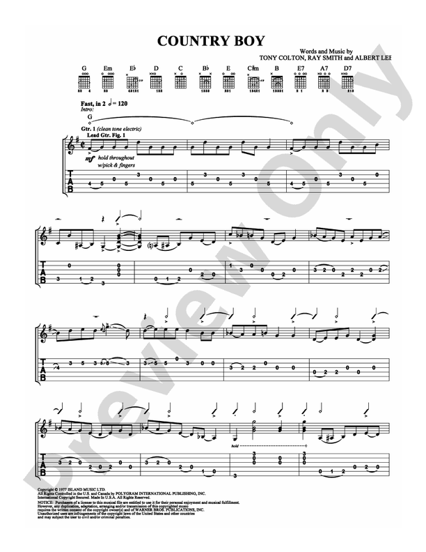 Country Boy: Guitar TAB: Albert Lee - Digital Sheet Music Download