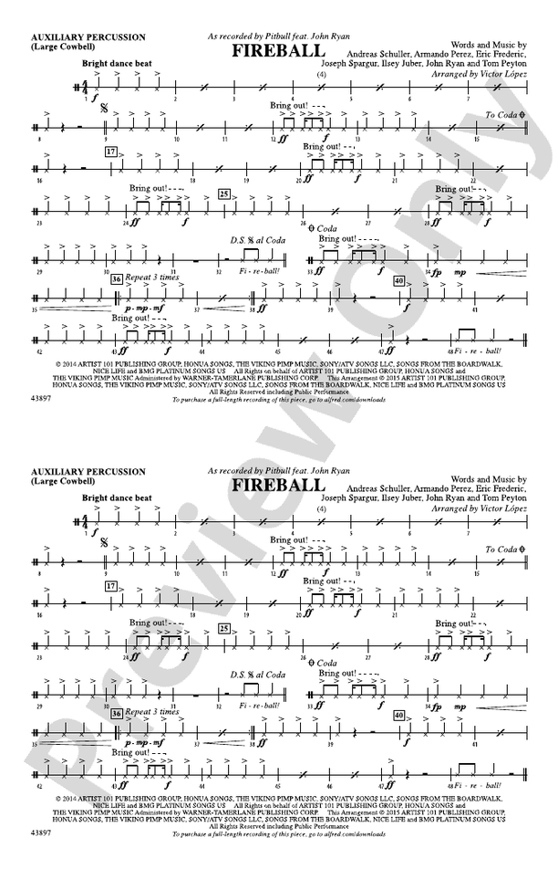 Fireball: Auxiliary Percussion: Auxiliary Percussion Part - Digital Sheet Music Download