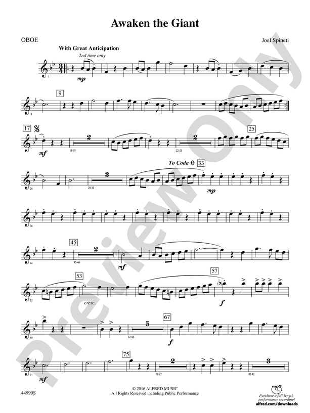 Awaken the Giant: Oboe: Oboe Part - Digital Sheet Music Download
