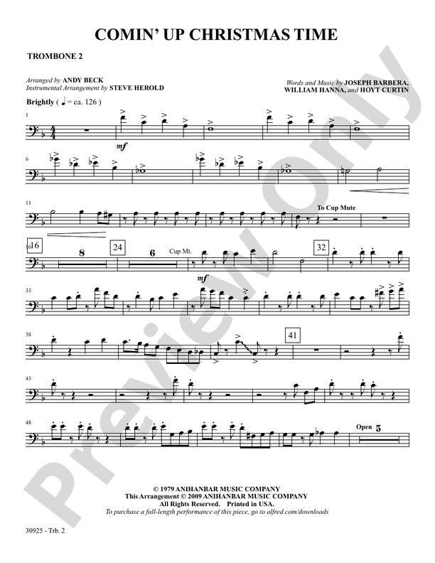 Comin' Up Christmas Time: 2nd Trombone: 2nd Trombone Part - Digital Sheet Music Download