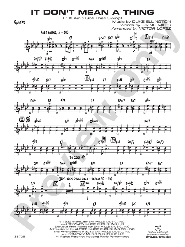 It Don't Mean a Thing (If It Ain't Got That Swing): Guitar: Guitar Part ...