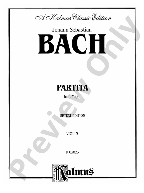 Bach: Partita III, in E Major (with added Piano parts by Ida Elkan ...