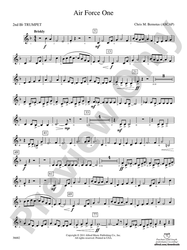 Air Force One: 2nd B-flat Trumpet: 2nd B-flat Trumpet Part - Digital Sheet Music Download