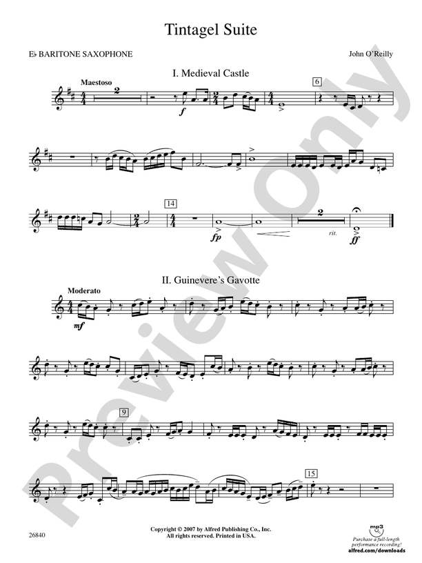 Tintagel Suite: E-flat Baritone Saxophone: E-flat Baritone Saxophone Part - Digital Sheet Music ...