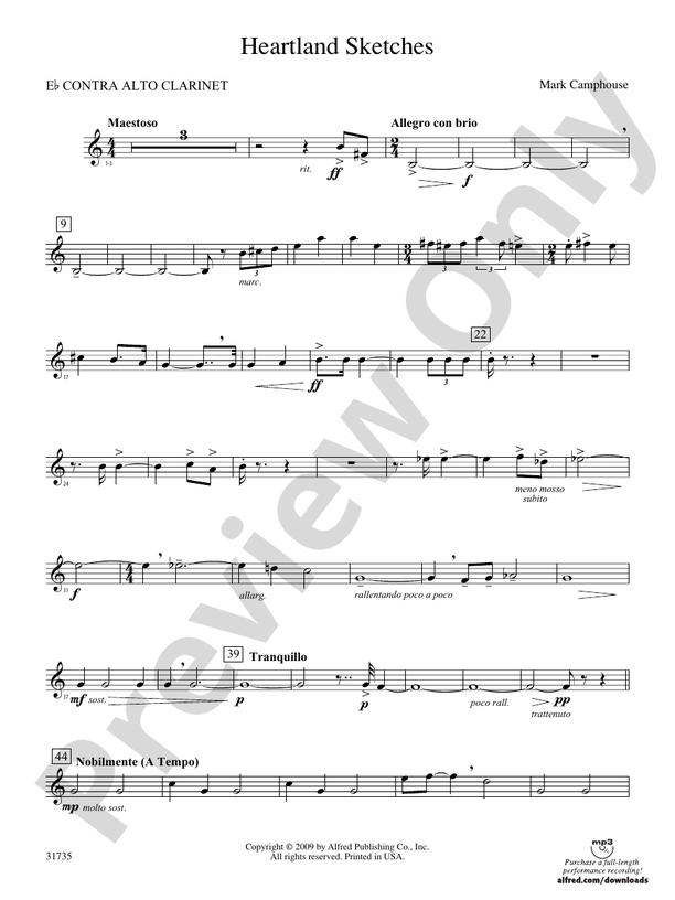 Heartland Sketches: (wp) E-flat Contrabass Clarinet: (wp) E-flat Contrabass Clarinet World Part ...