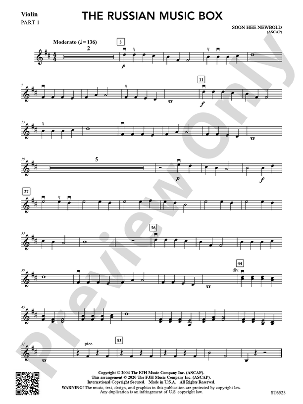 The Russian Music Box: Part 1 Violin: Part 1 Violin Part: Soon Hee Newbold - Digital Sheet Music ...
