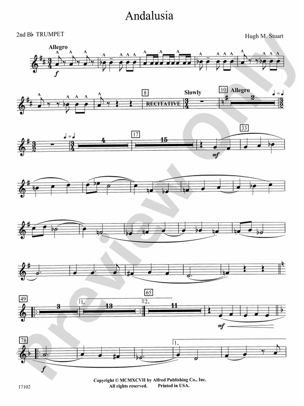 Andalusia: 2nd B-flat Trumpet: 2nd B-flat Trumpet Part - Digital Sheet ...