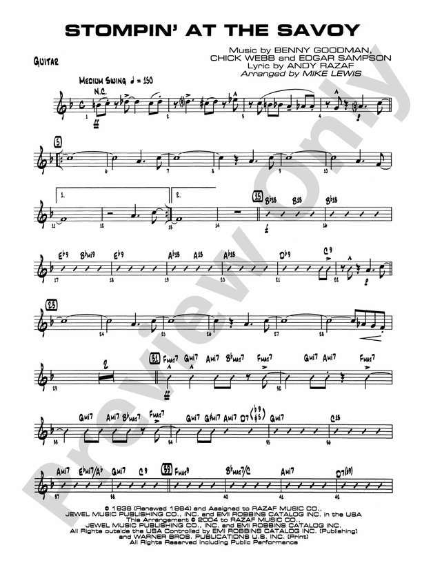 Stompin' at the Savoy: Guitar: Guitar Part - Digital Sheet Music Download