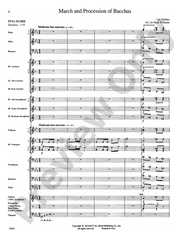 March and Procession of Bacchus: Score: Concert Band Score - Digital ...