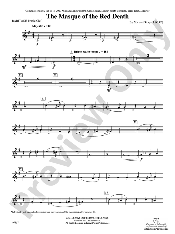 The Masque of the Red Death: Baritone T.C.: Baritone T.C. Part ...