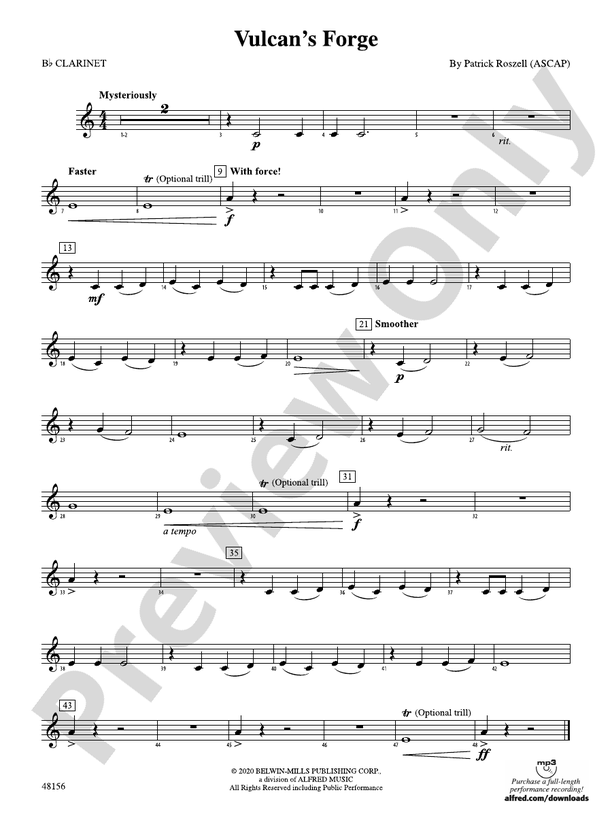 Vulcan's Forge: 1st B-flat Clarinet: 1st B-flat Clarinet Part - Digital Sheet Music Download