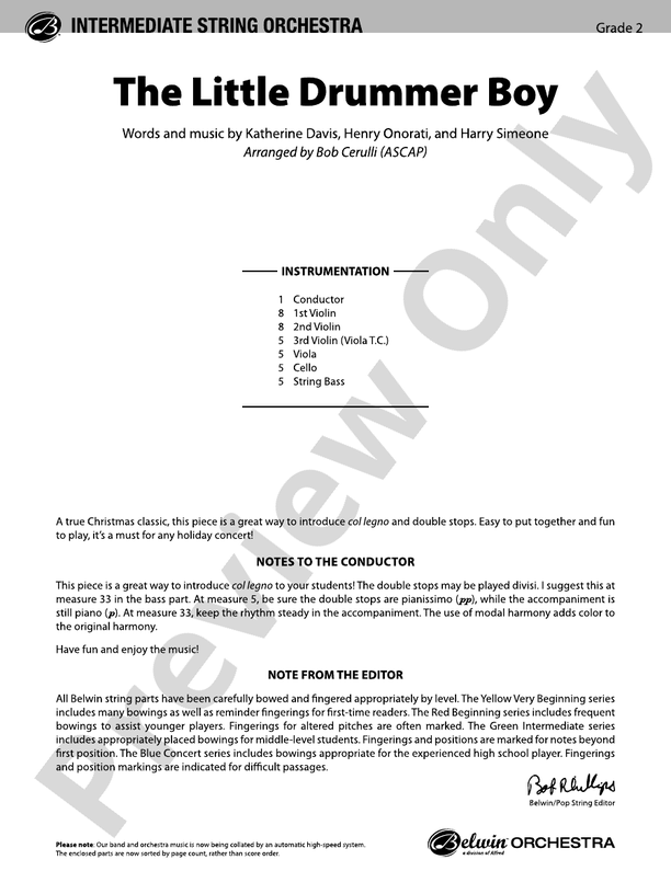 The Little Drummer Boy: Score: String Orchestra Score - Digital Sheet ...