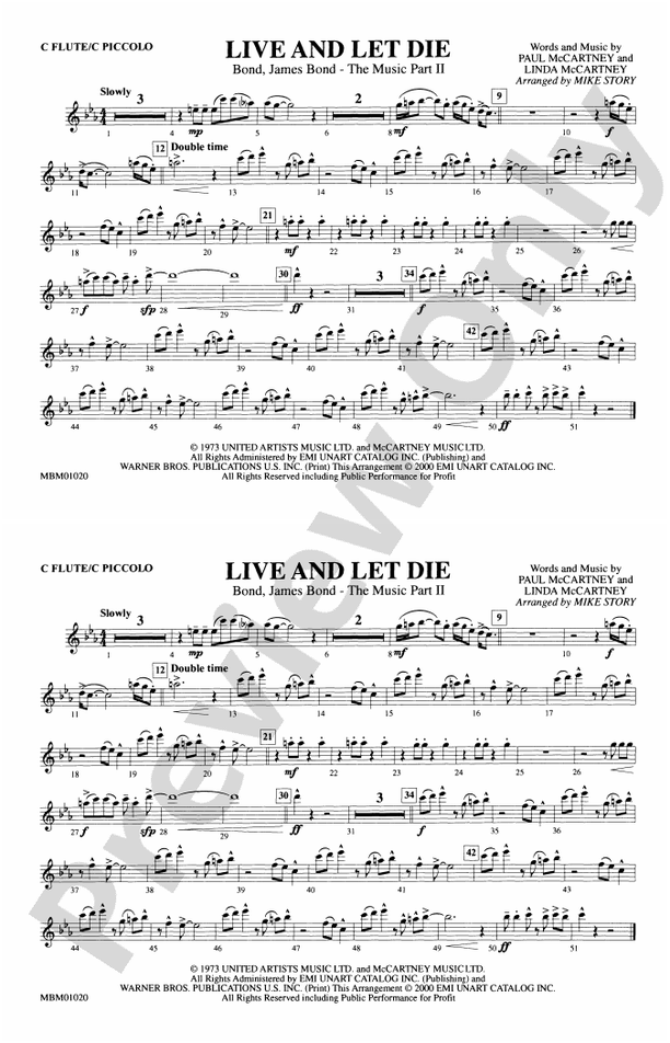 Live and Let Die: Flute: Flute Part - Digital Sheet Music Download