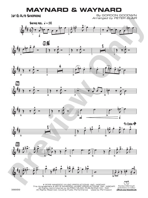 Maynard & Waynard: E-flat Alto Saxophone: E-flat Alto Saxophone Part ...