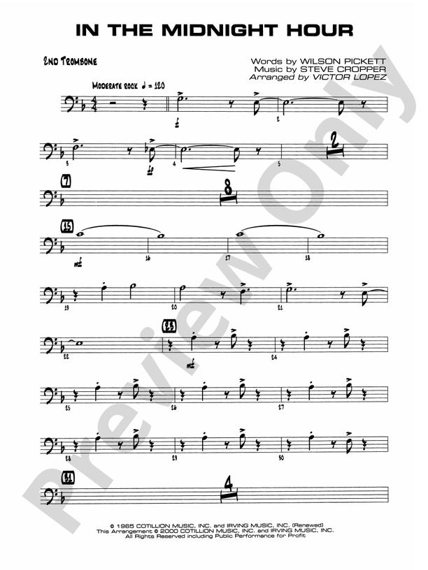 In the Midnight Hour: 2nd Trombone: 2nd Trombone Part - Digital Sheet Music Download