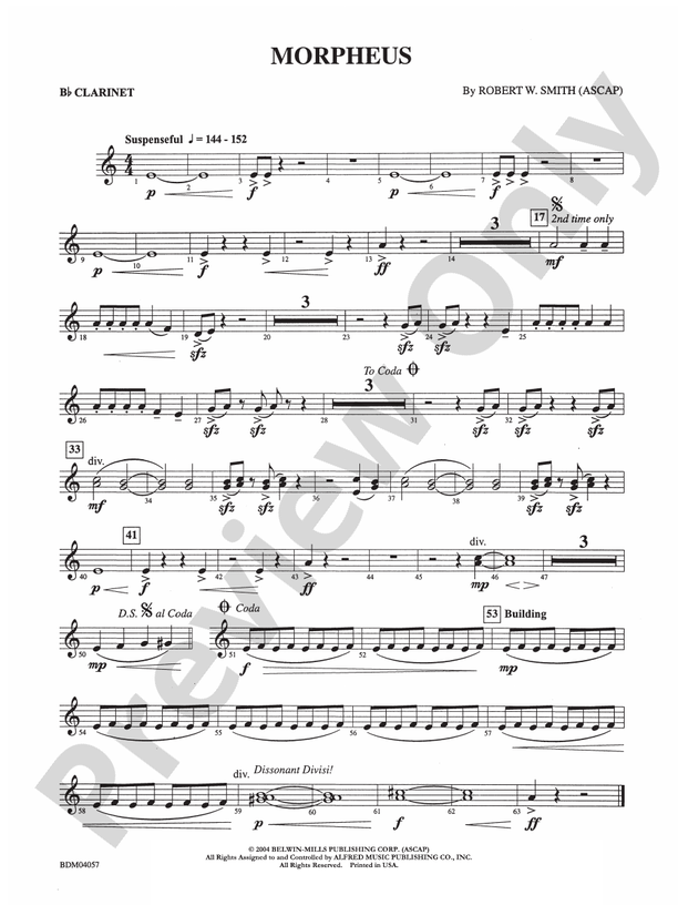 Morpheus: 1st B-flat Clarinet: 1st B-flat Clarinet Part - Digital Sheet Music Download