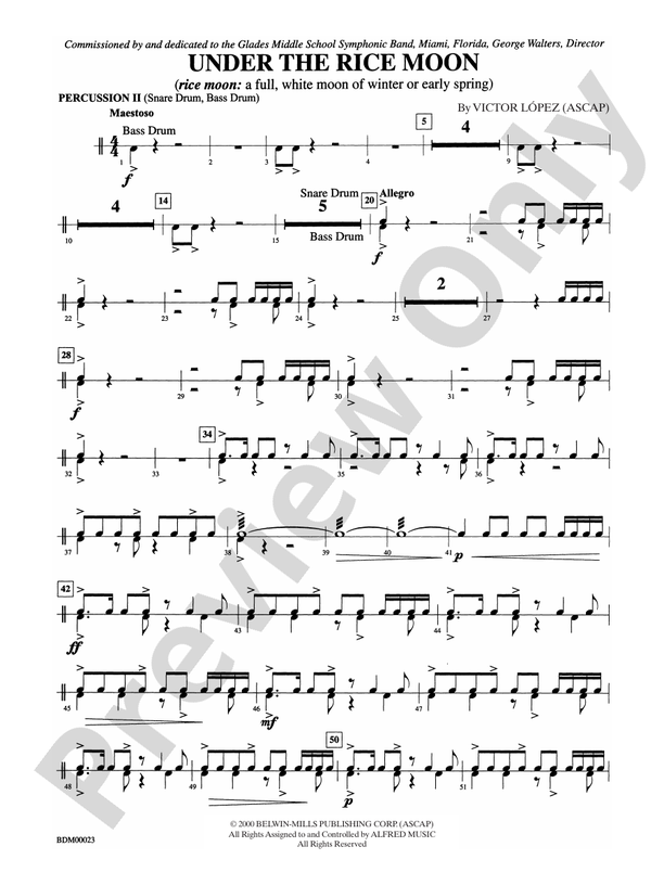 Under the Rice Moon: 2nd Percussion: 2nd Percussion Part - Digital Sheet Music Download