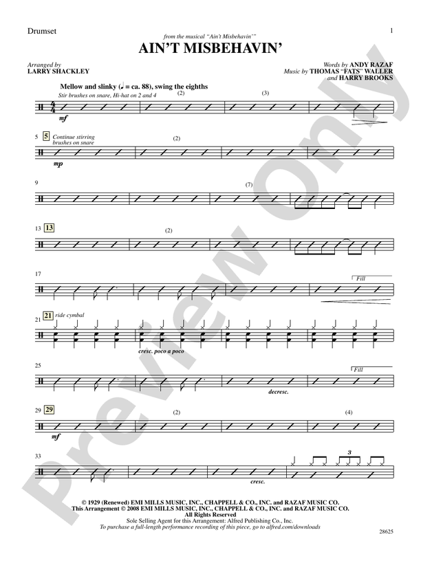 Ain't Misbehavin' (from the musical Ain't Misbehavin'): Drums: Drums ...