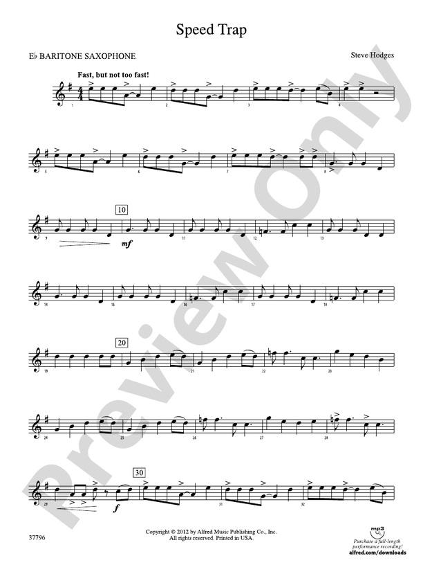 Speed Trap: E-flat Baritone Saxophone: E-flat Baritone Saxophone Part ...