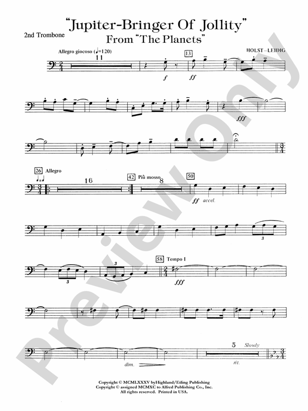 Jupiter (Bringer of Jollity): 2nd Trombone: 2nd Trombone Part - Digital ...