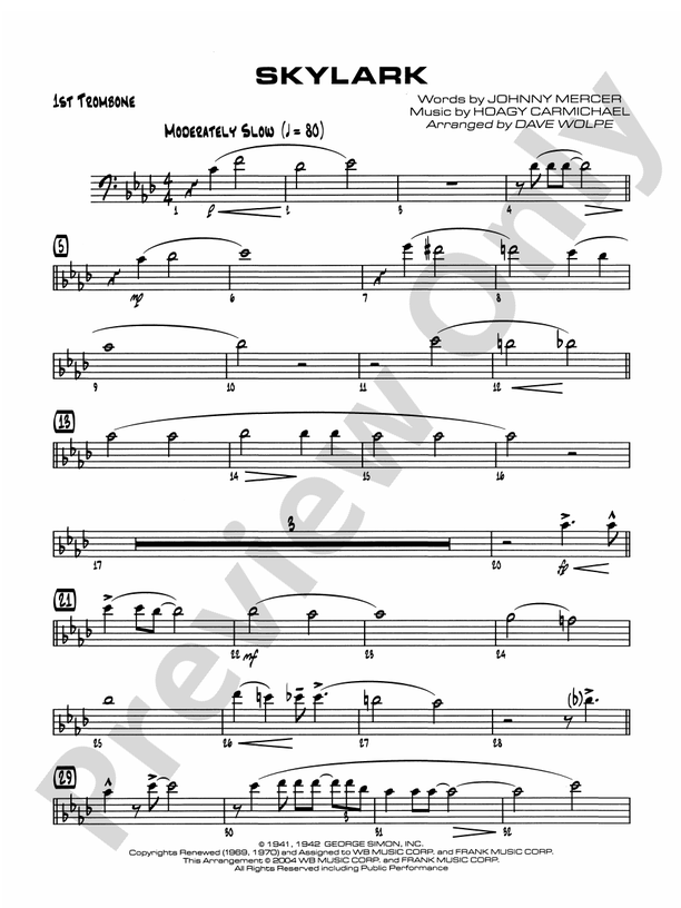 Skylark: 1st Trombone: 1st Trombone Part - Digital Sheet Music Download