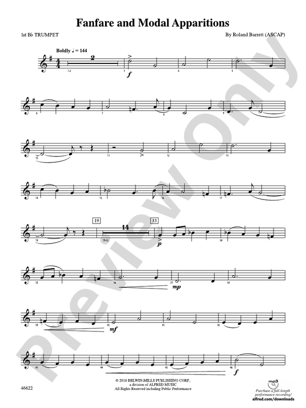 Fanfare and Modal Apparitions: 1st B-flat Trumpet: 1st B-flat Trumpet Part - Digital Sheet Music ...