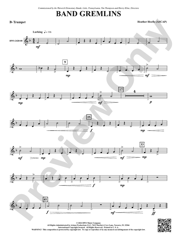 Band Gremlins: 1st B-flat Trumpet: 1st B-flat Trumpet Part: Heather Hoefle - Digital Sheet Music ...