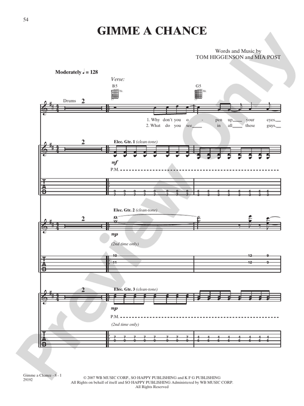 Gimme a Chance: Guitar: Plain White T's - Digital Sheet Music Download