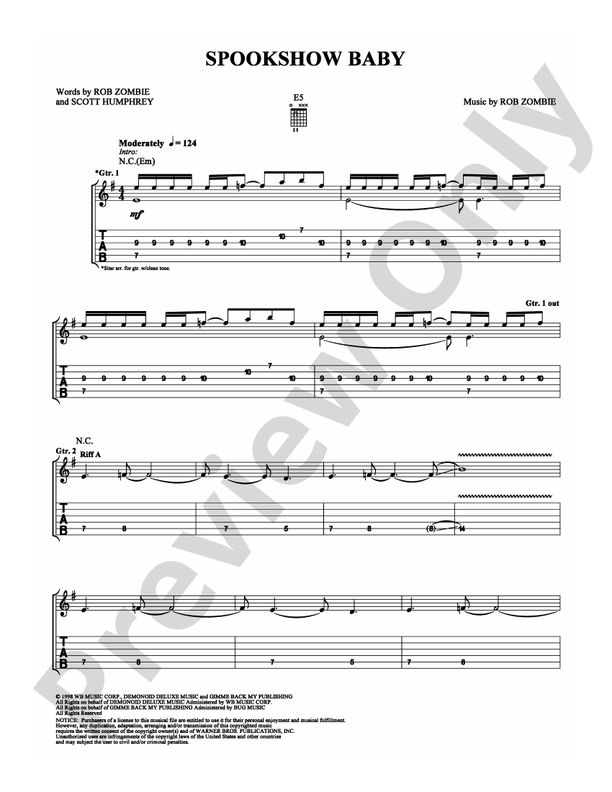 Spookshow Baby: Guitar TAB: Rob Zombie - Digital Sheet Music Download