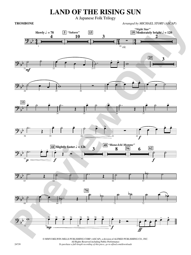 Land of the Rising Sun (A Japanese Folk Trilogy): 1st Trombone: 1st ...