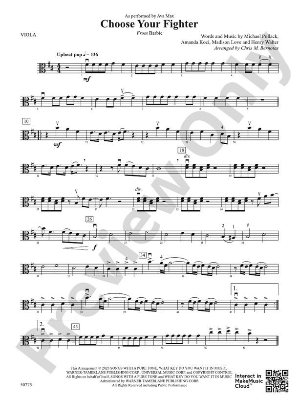 Choose Your Fighter: Viola: Viola Part - Digital Sheet Music Download