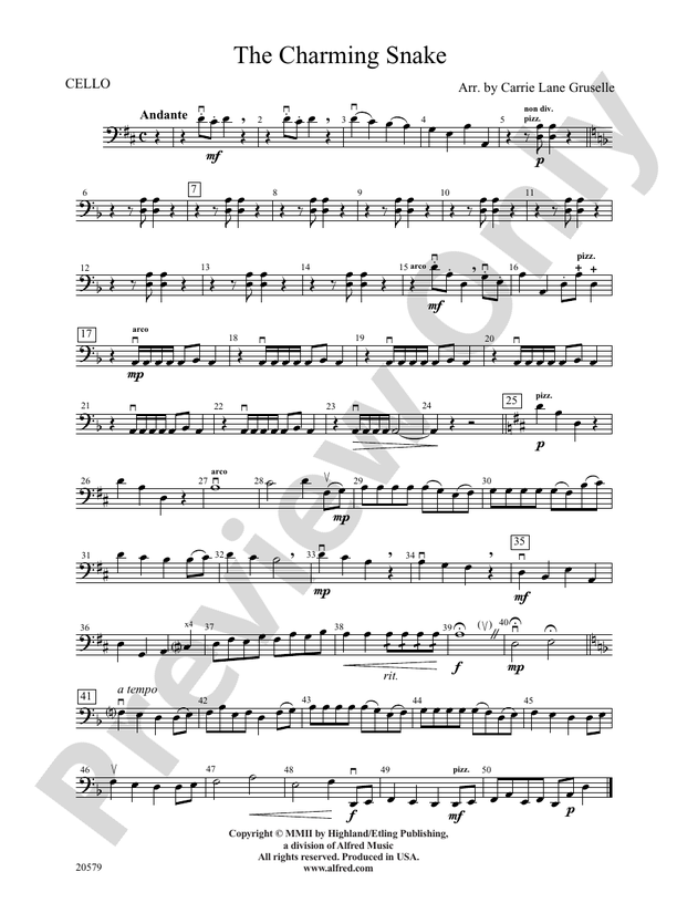 The Charming Snake: Cello: Cello Part - Digital Sheet Music Download