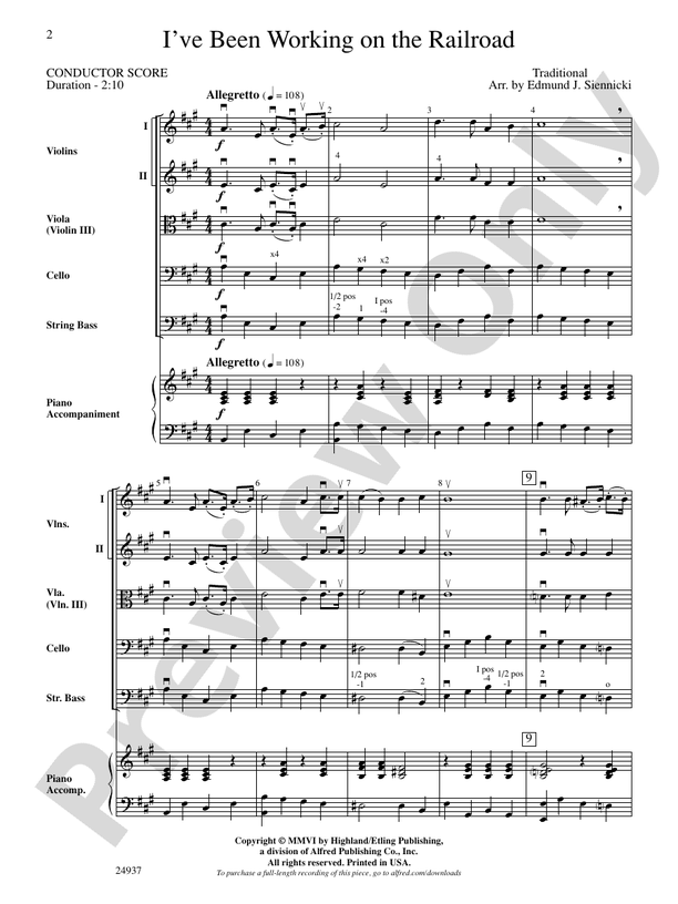 I've Been Working on the Railroad: String Orchestra Conductor Score ...