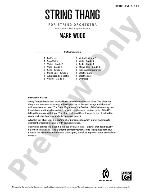 String Thang: Score: String Orchestra Score - Digital Sheet Music Download