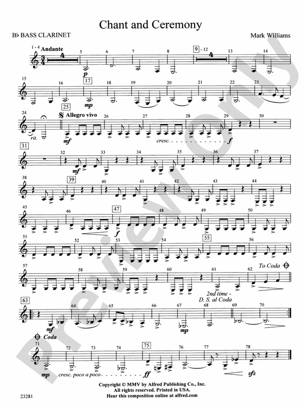 Chant and Ceremony: B-flat Bass Clarinet: B-flat Bass Clarinet Part ...