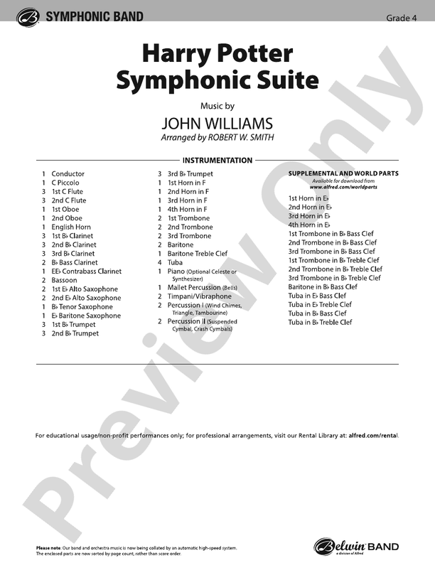 Harry Potter Symphonic Suite: Score: Concert Band Score - Digital Sheet ...