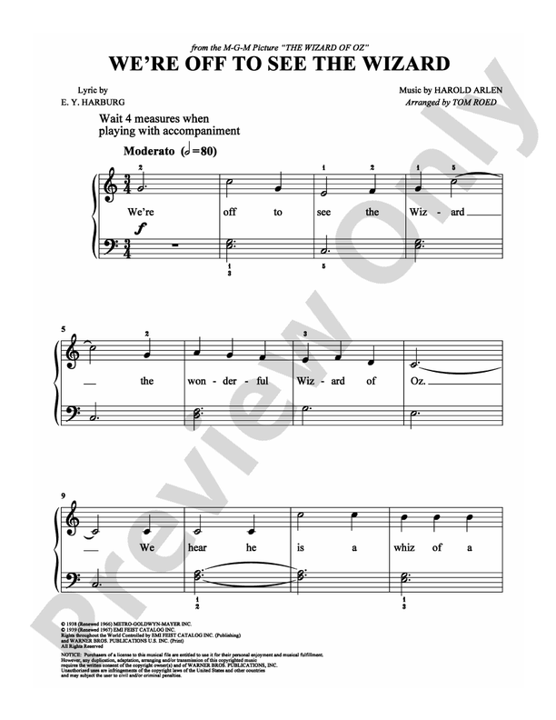 We're Off to See the Wizard: Easy Piano: Harold Arlen - Digital Sheet ...