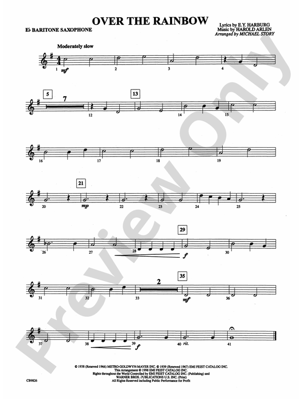 Over the Rainbow: E-flat Baritone Saxophone: E-flat Baritone Saxophone ...
