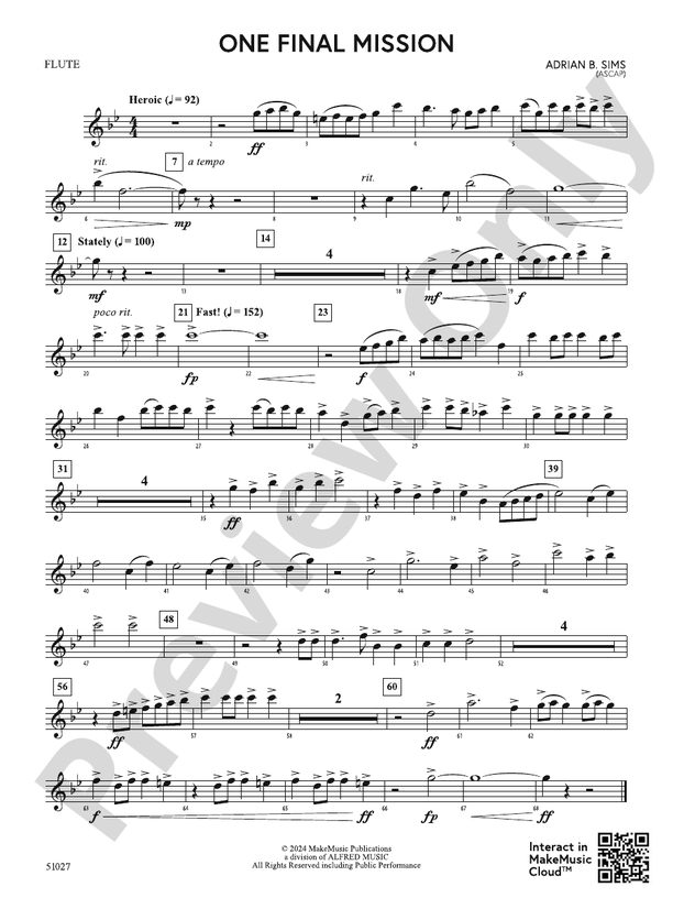 One Final Mission: Flute: Flute Part - Digital Sheet Music Download